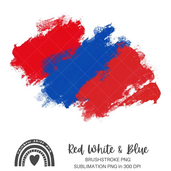 Sublimation PNG Red and Blue Watercolor Brush Strokes Fourth | Etsy