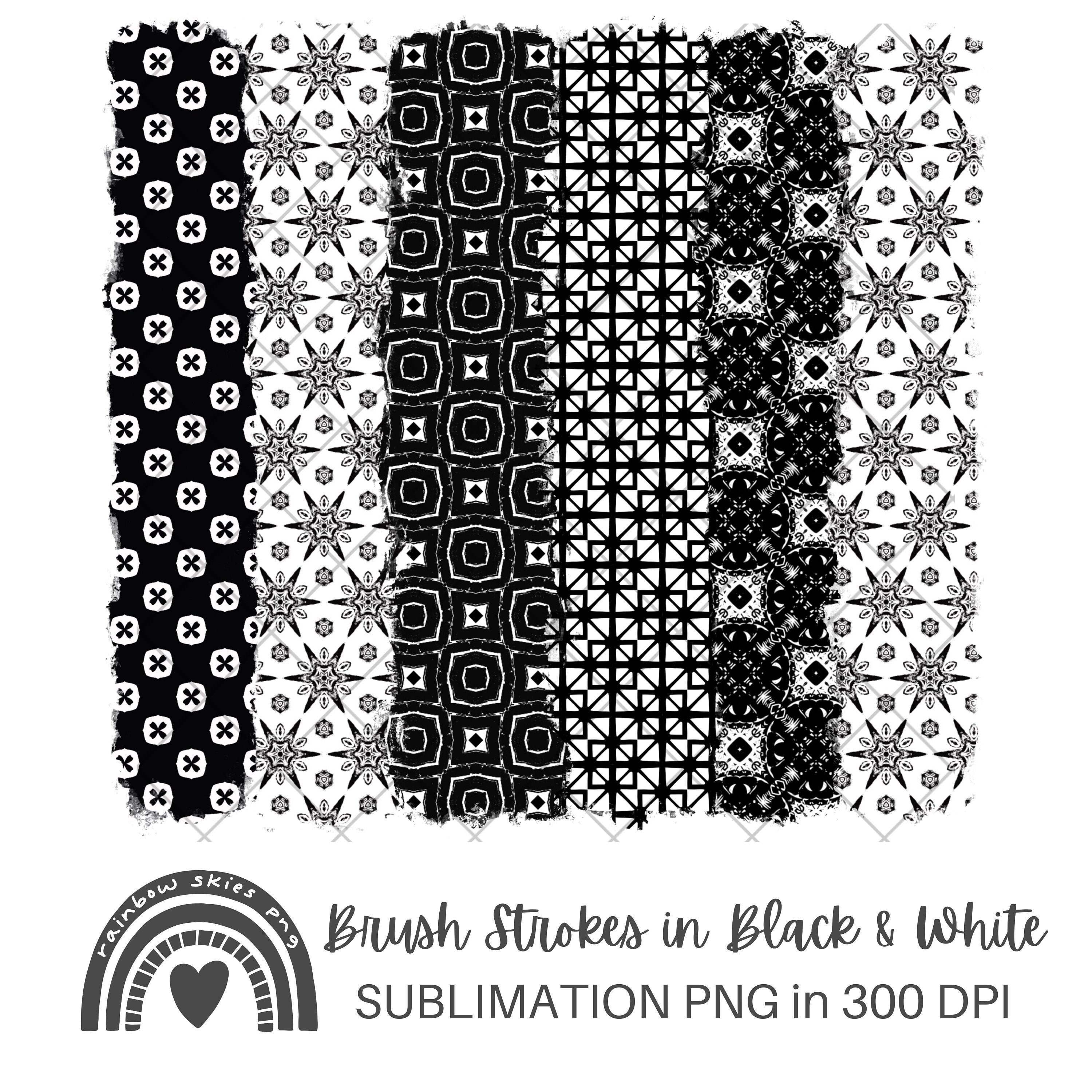 Sublimation PNG Background Black and White Pattern Brush Strokes ...