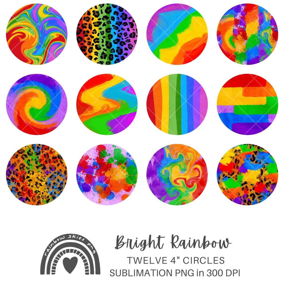 Rainbow Circles Car Coaster PNG Sublimation Circle PNG - Etsy