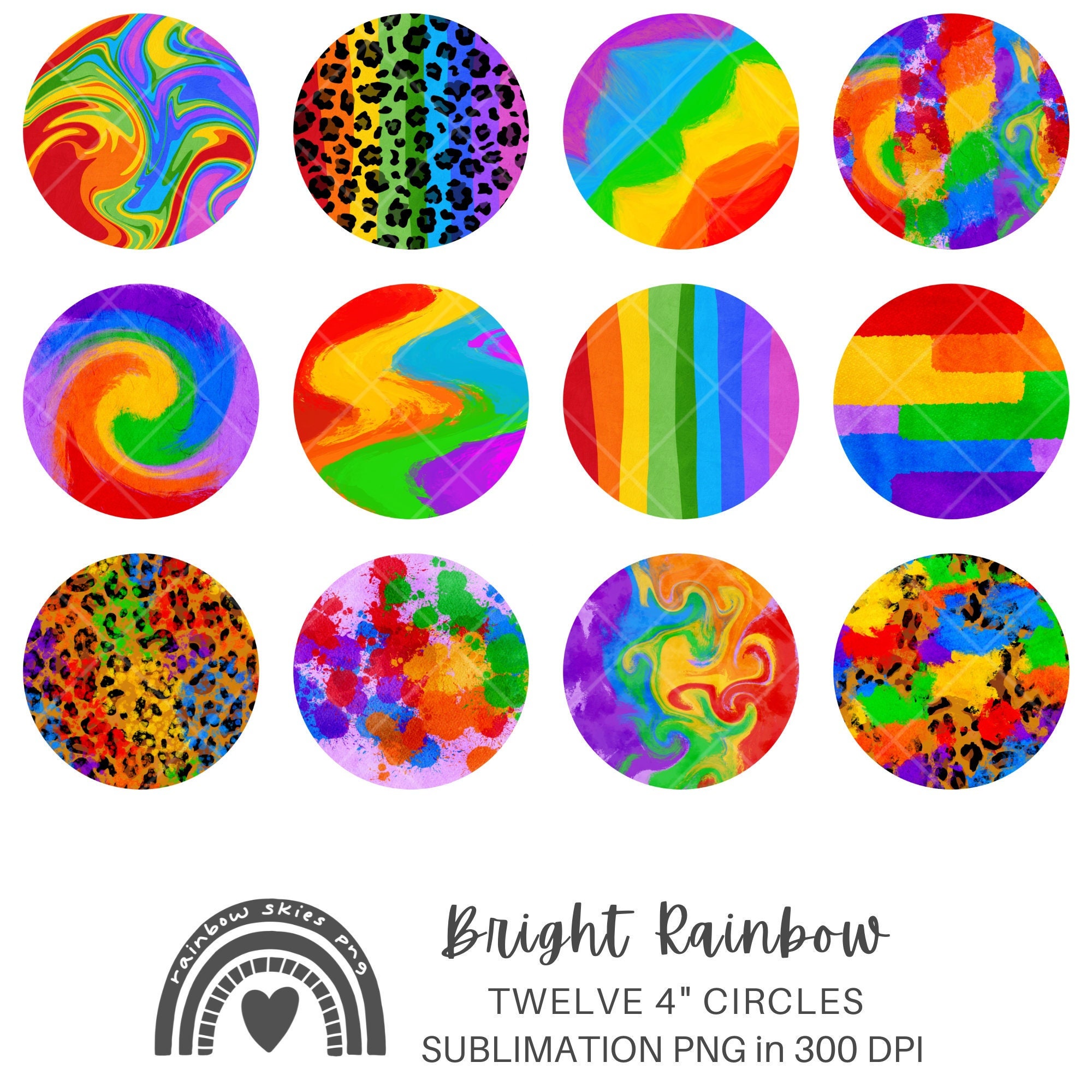 Rainbow Circles | Car Coaster PNG | Sublimation Circle PNG | Pride ...