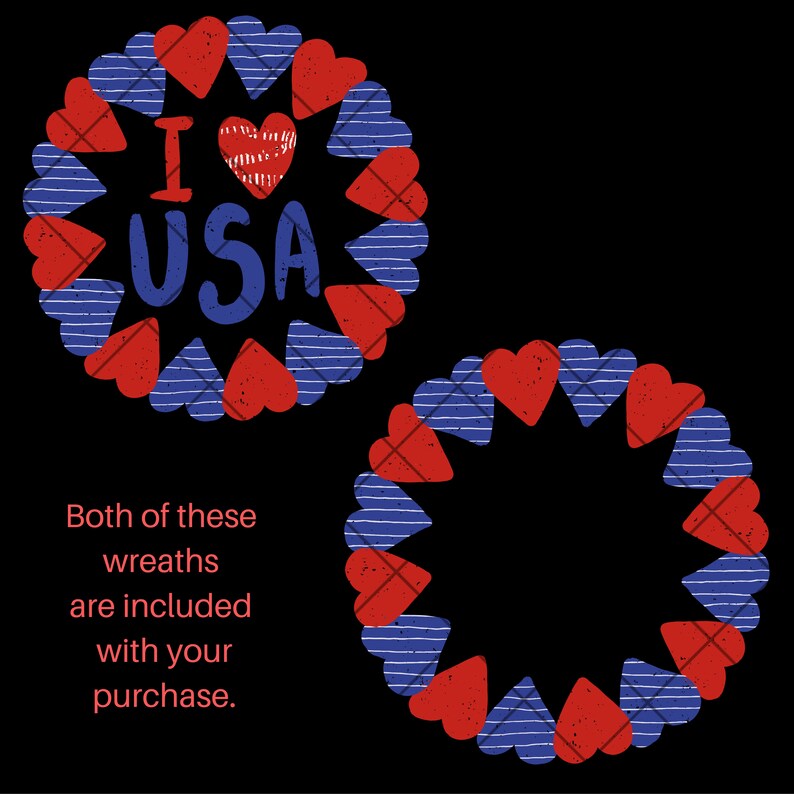 Sublimación PNG Corazones Rojos y Azules Corona Cuatro de - Etsy España