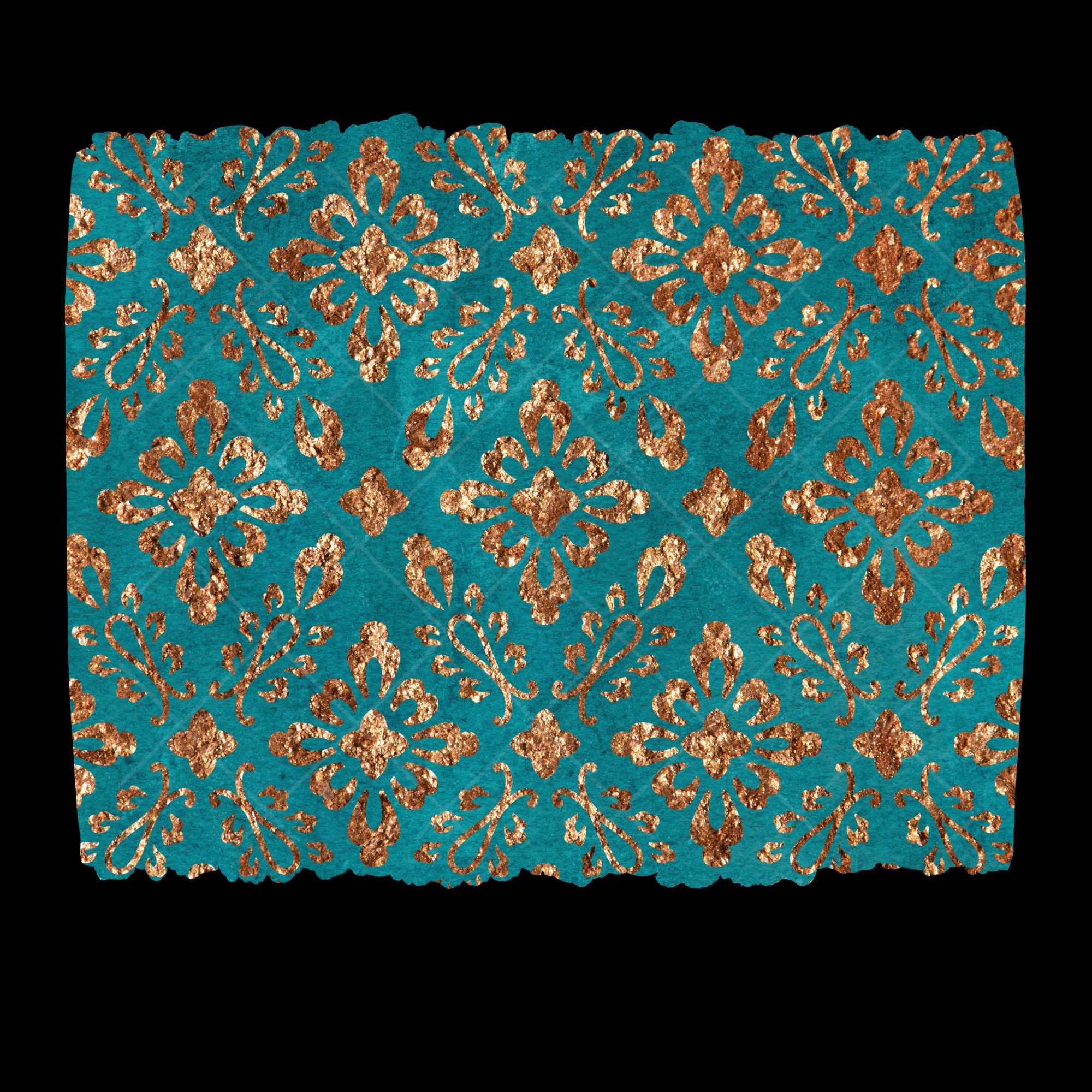 Sublimation PNG Background Turquoise and Copper Damask - Etsy