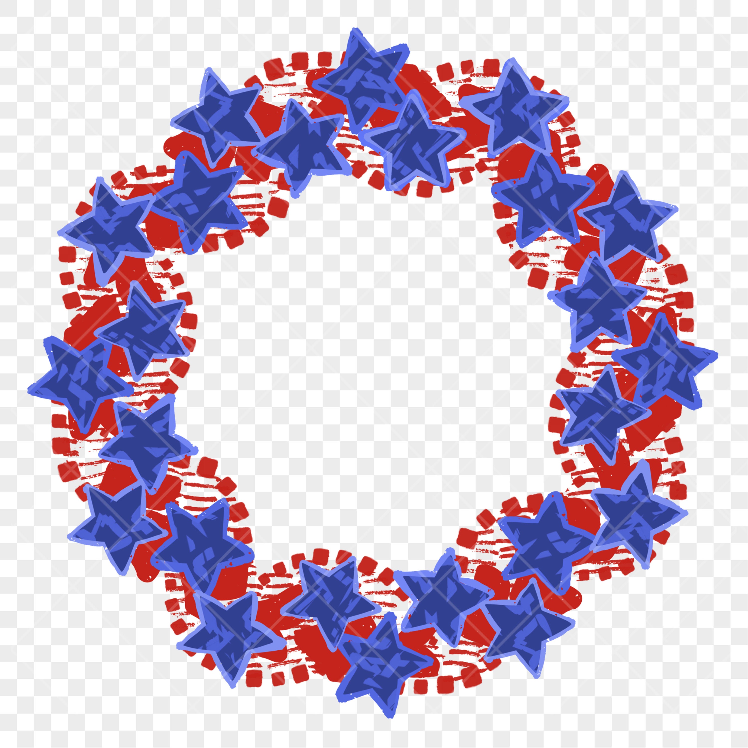 Fourth of July Wreath PNG | Red, Blue Stars Sublimation (digital ...