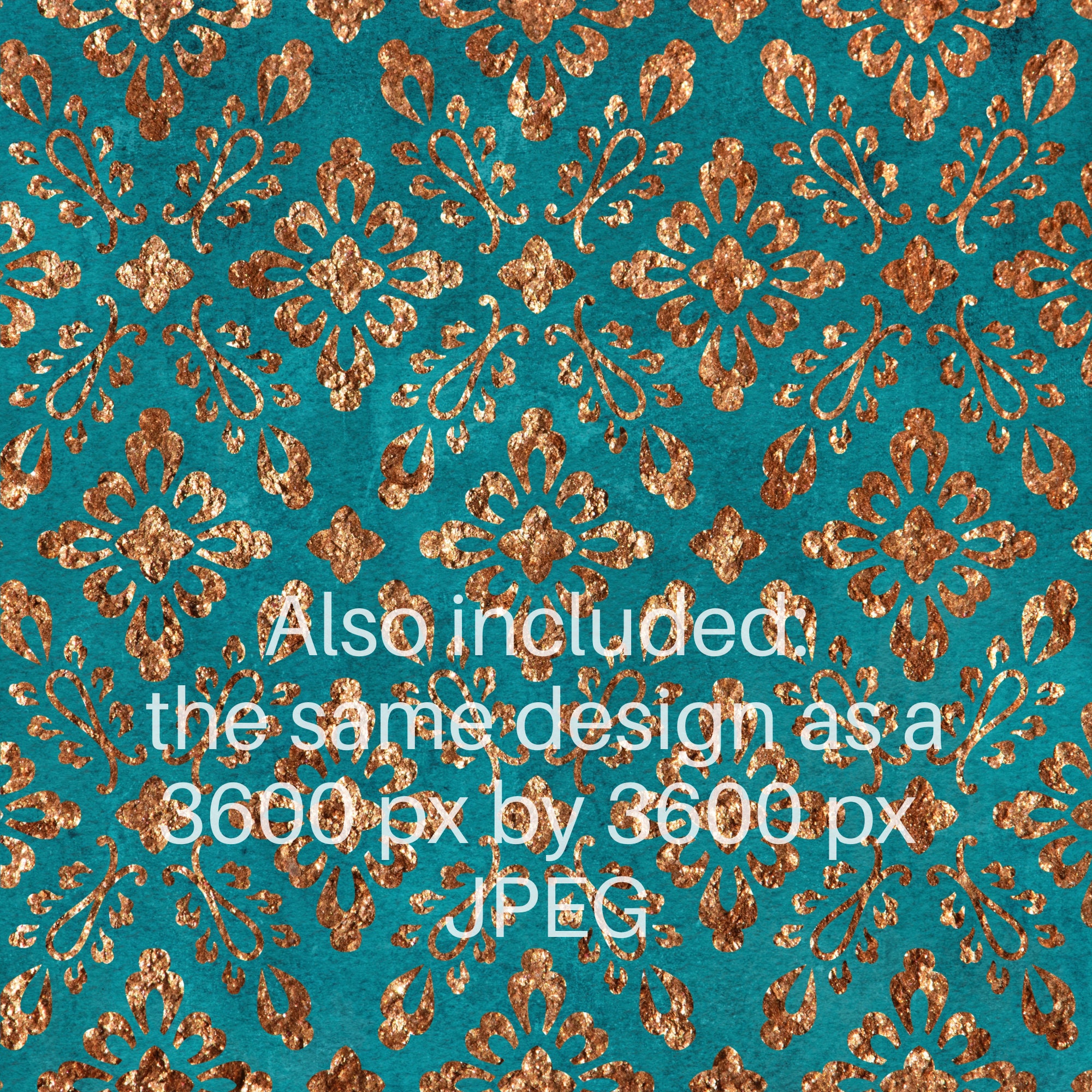 Sublimation PNG Background Turquoise and Copper Damask - Etsy