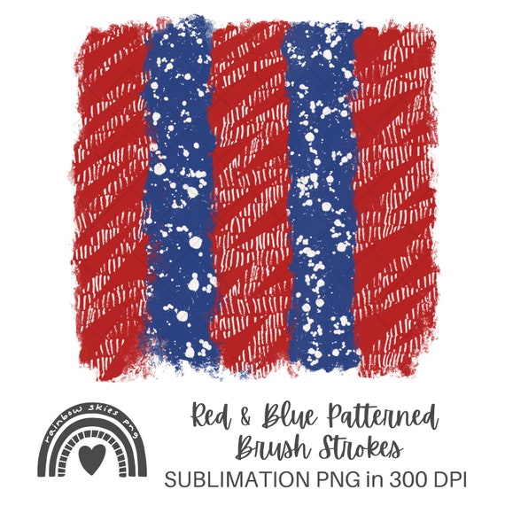 Sublimation PNG Red White and Blue Patterned Brush Strokes | Etsy