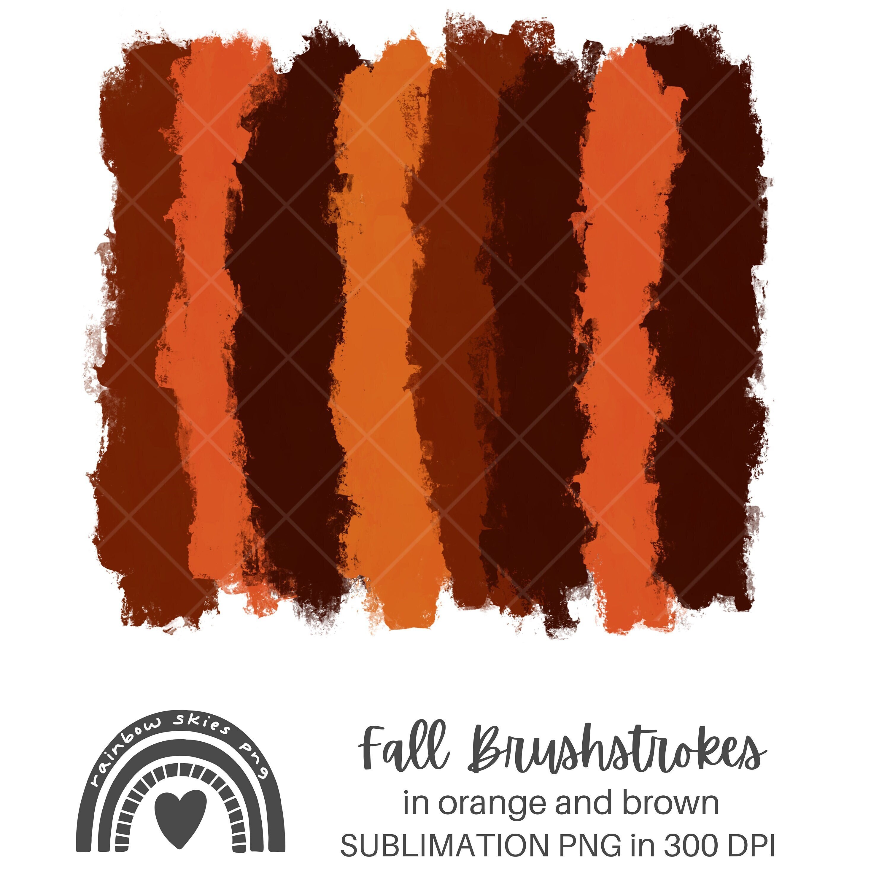 Fall Brush Stroke PNG: Orange & Brown Sublimation Background (digital ...