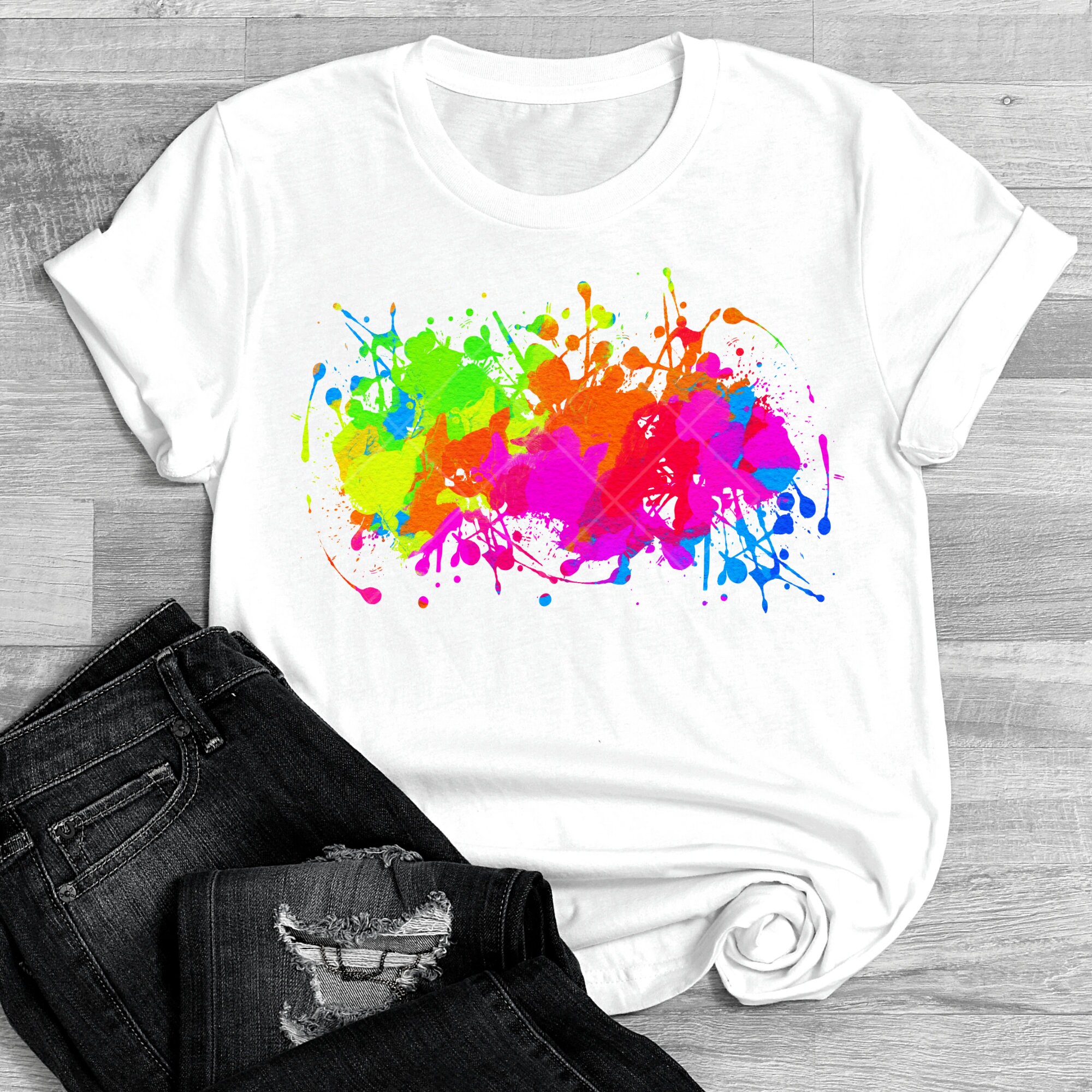 Neon Background Sublimation PNG Abstract Splatter in - Etsy