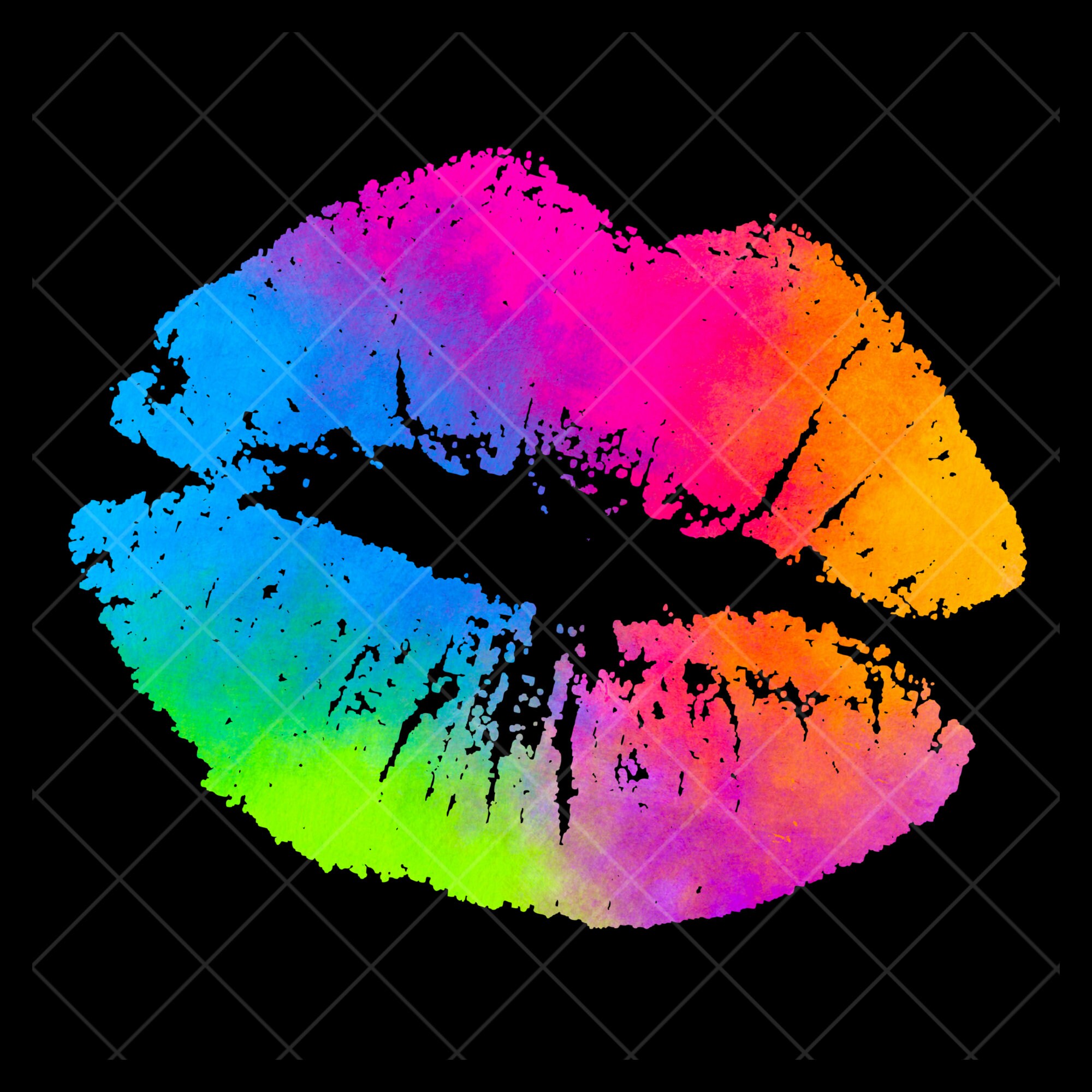 Neon Kiss Sublimation PNG | Lips in Textured Neon Bright Colors | Neon ...