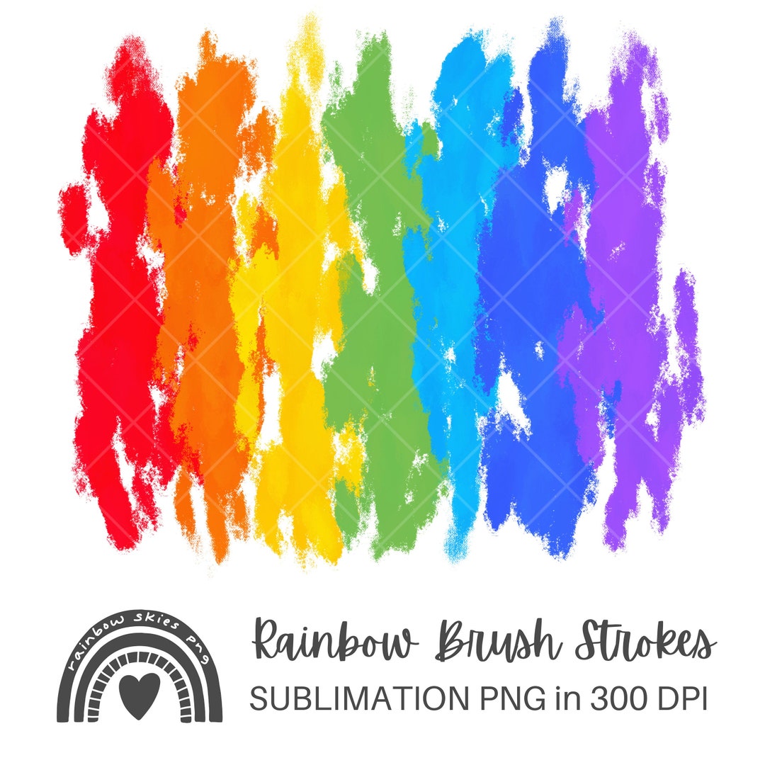 Textured Sublimation PNG Spring Summer Pride Brush Strokes Rainbow ...