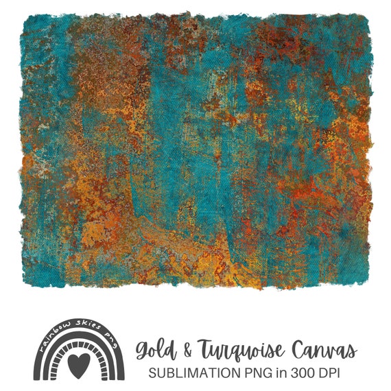 Sublimation PNG Background Gold and Turquoise Canvas Digital - Etsy
