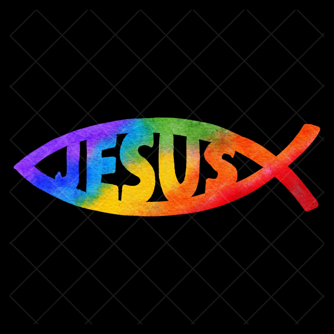 Jesus Sublimation PNG Christian Fish Symbol Watercolor - Etsy