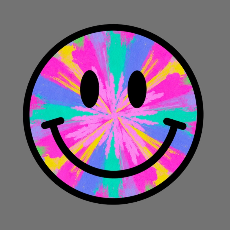 Neon Smiley Face Sublimation PNG Retro Clip Art Spring - Etsy