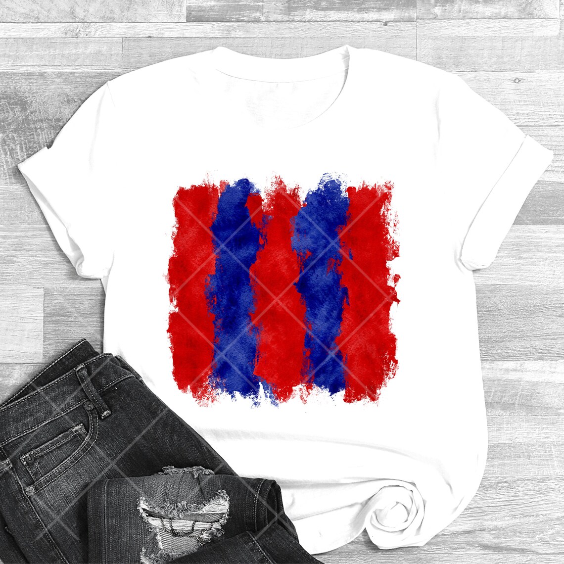 Sublimation PNG Red and Blue Watercolor Brush Strokes Fourth | Etsy