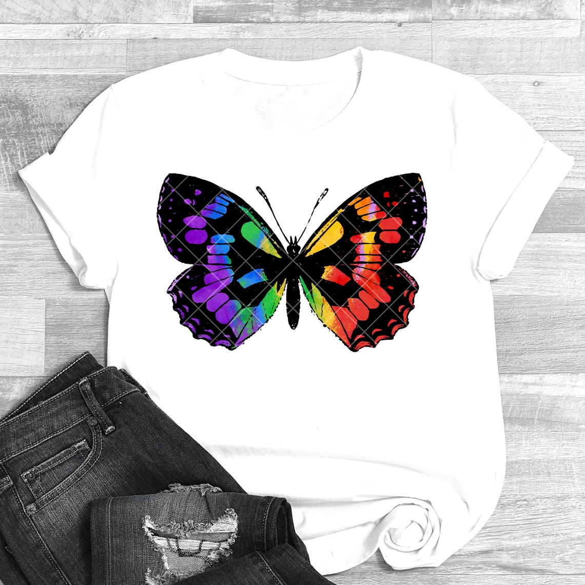 Rainbow Butterfly Sublimation PNG Pride LGBT Spring Summer - Etsy