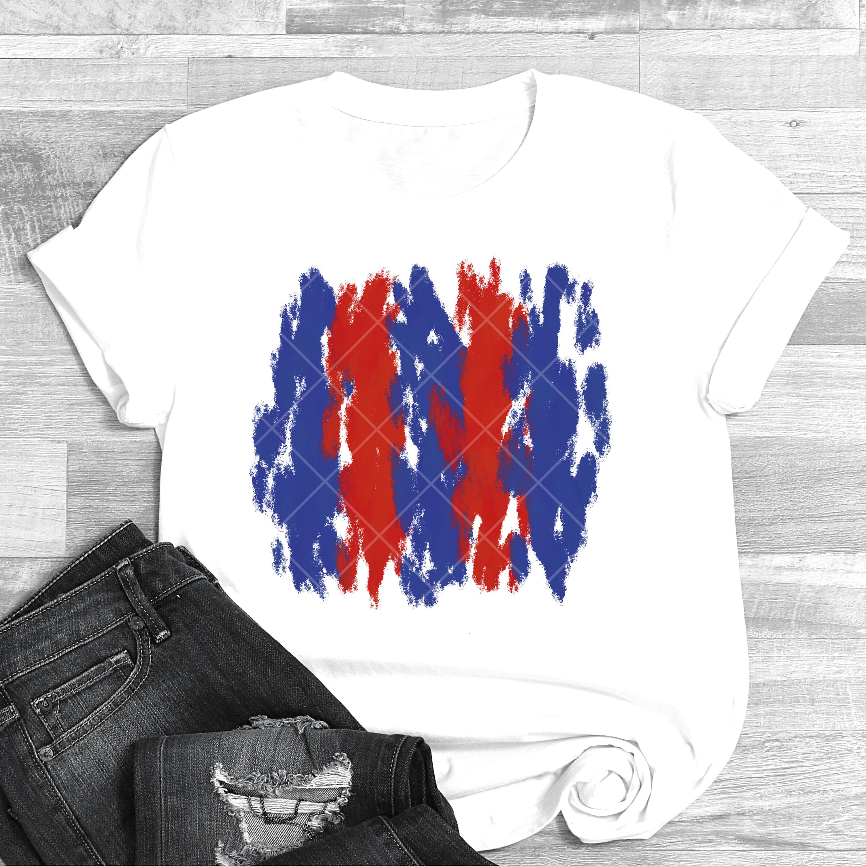 Sublimation PNG Red and Blue Brush Strokes Fourth of July USA - Etsy