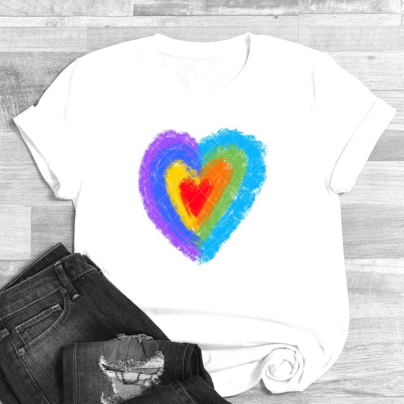 Rainbow Heart Sublimation PNG | Rainbow Pride | Love Clip Art | LGBTQ ...