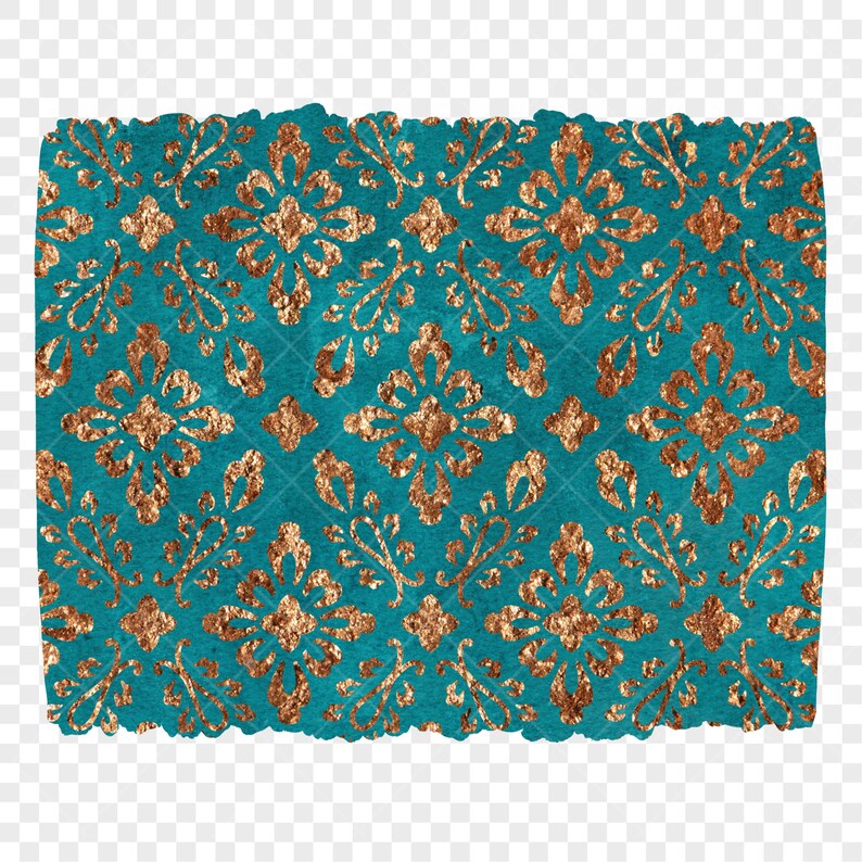 Sublimation PNG Background Turquoise and Copper Damask - Etsy