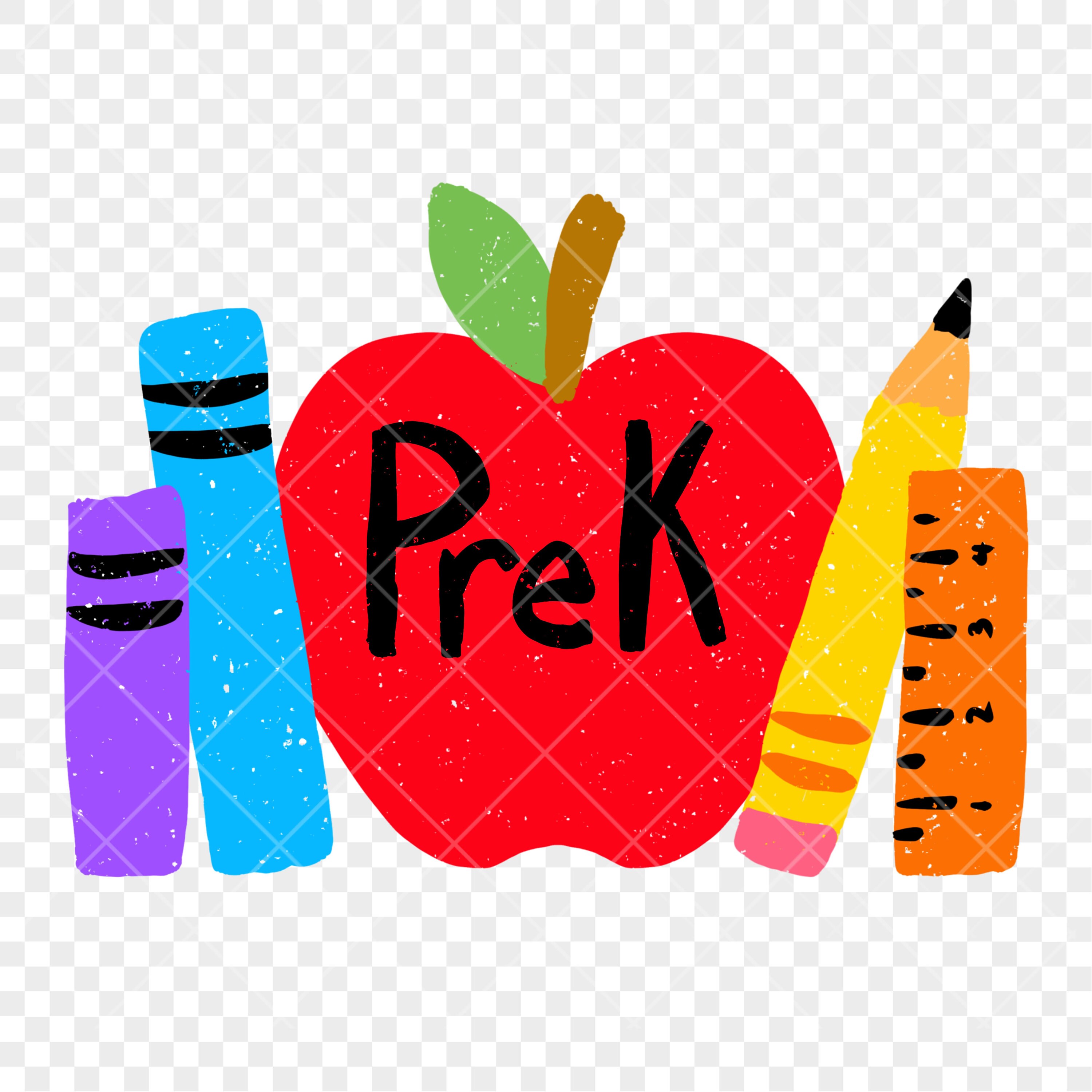 Back to School Sublimation PNG Pre K Apple With Pencil Books and Ruler ...