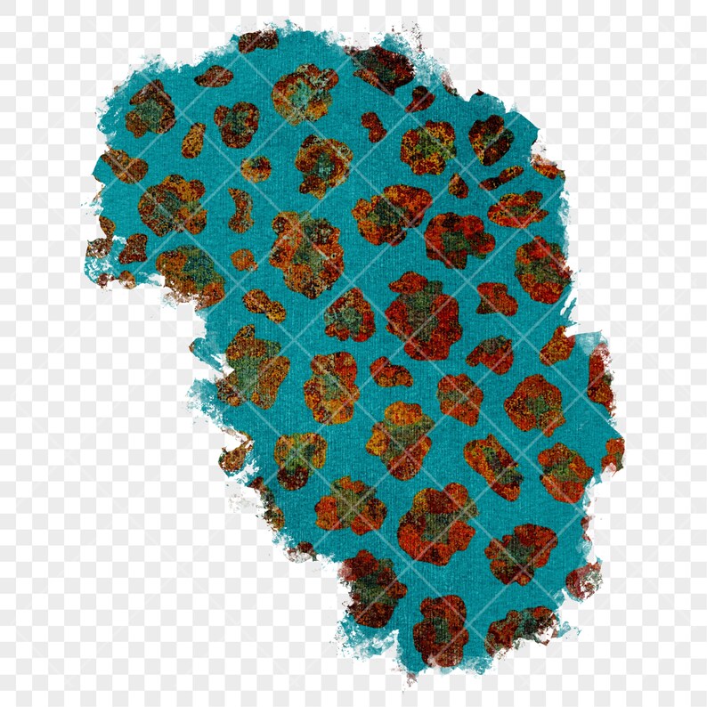 Turquoise Leopard Print Sublimation Patches, Animal Print PNG (digital ...