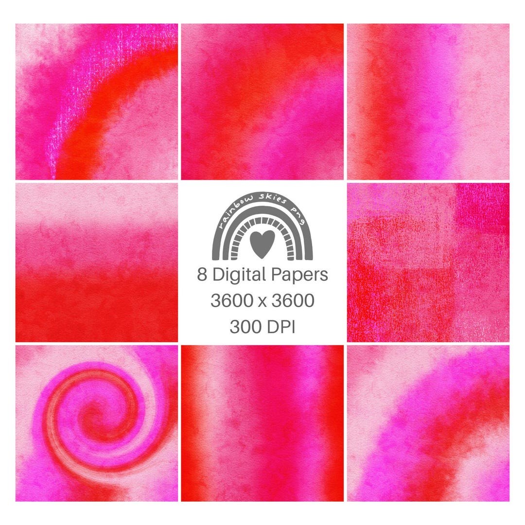 Pink and Orange Abstract Digital Paper Set | Digital Download ...
