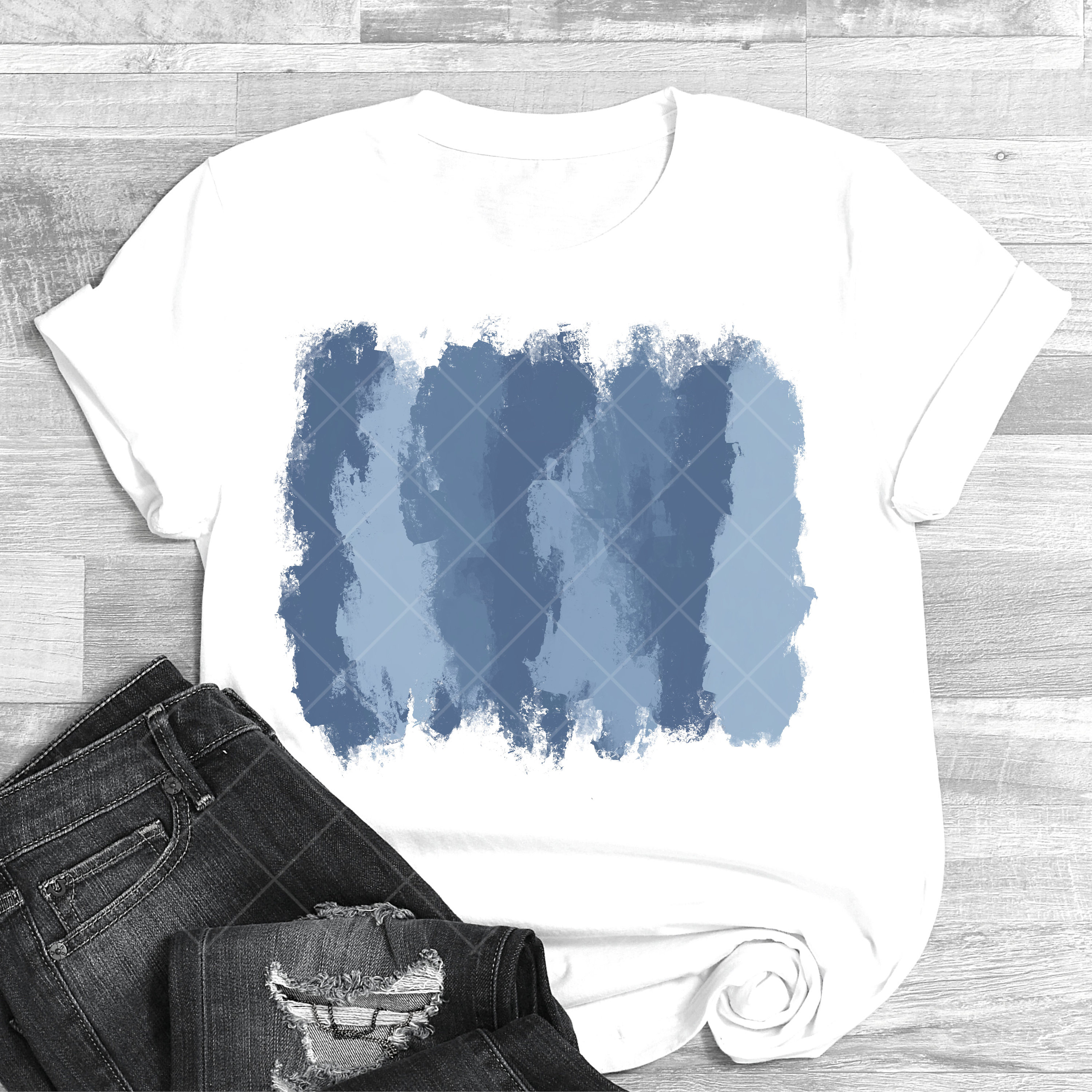 Textured Sublimation PNG Background Blue Wash Brush Strokes Winter ...