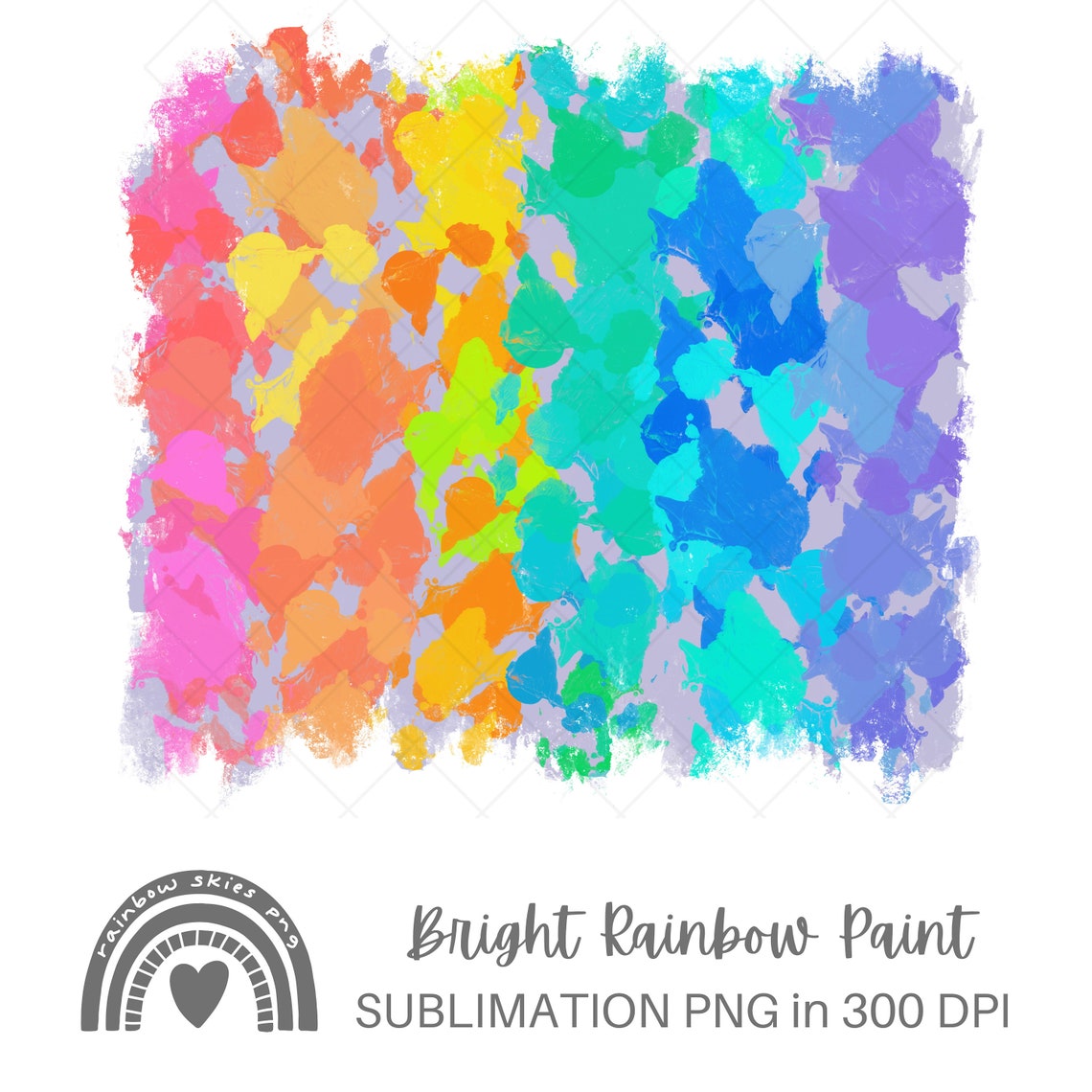Textured Sublimation PNG Abstract Design Bright Rainbow Painted Brush ...