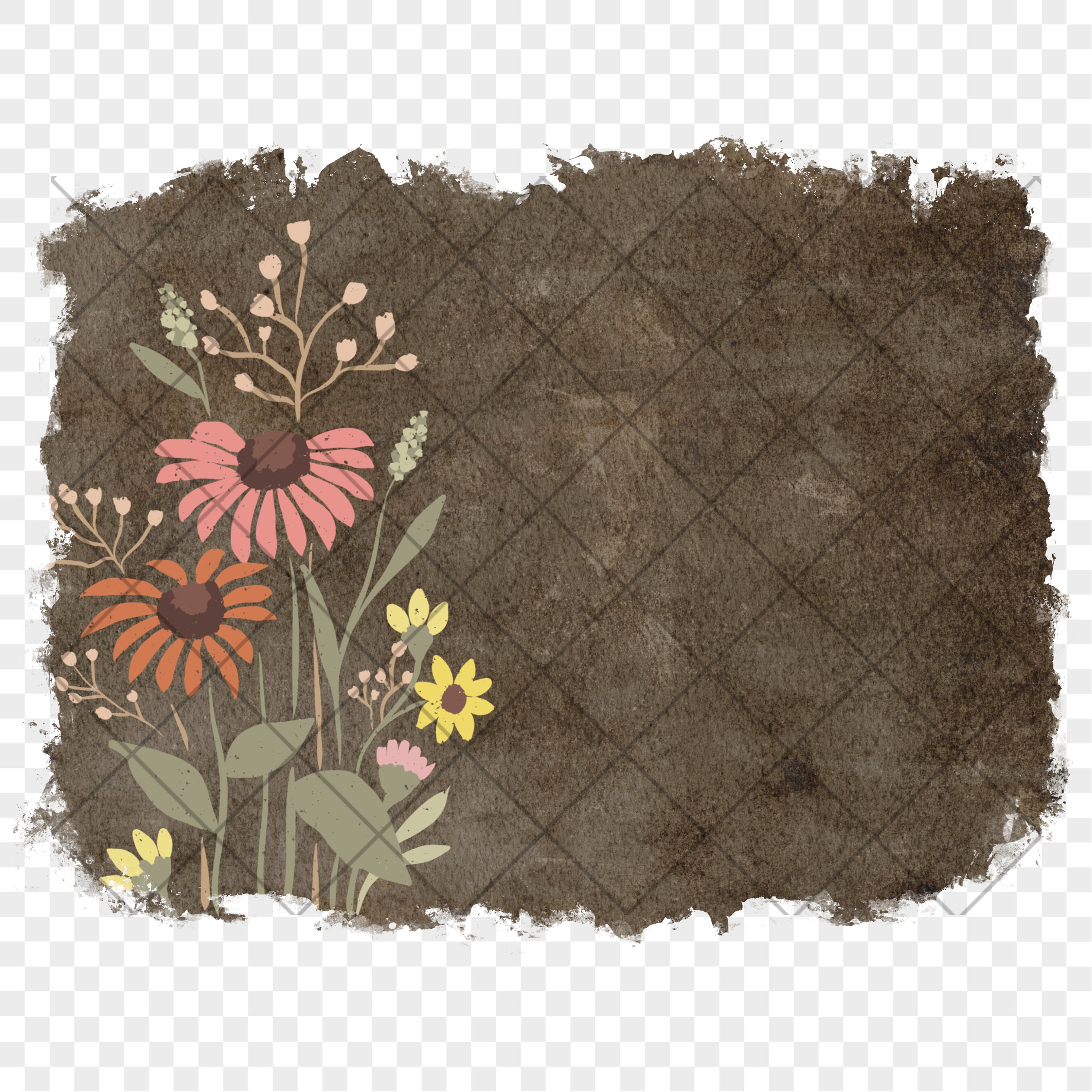 Floral Sublimation PNG Background: Peach Flowers on Brown Texture ...