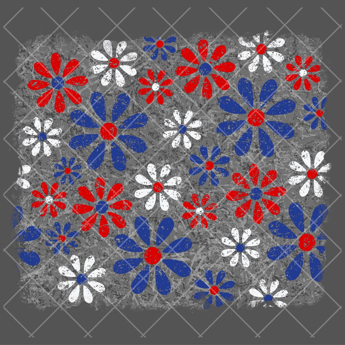 Red, White, and Blue Floral Sublimation PNG for 4th of July (digital ...