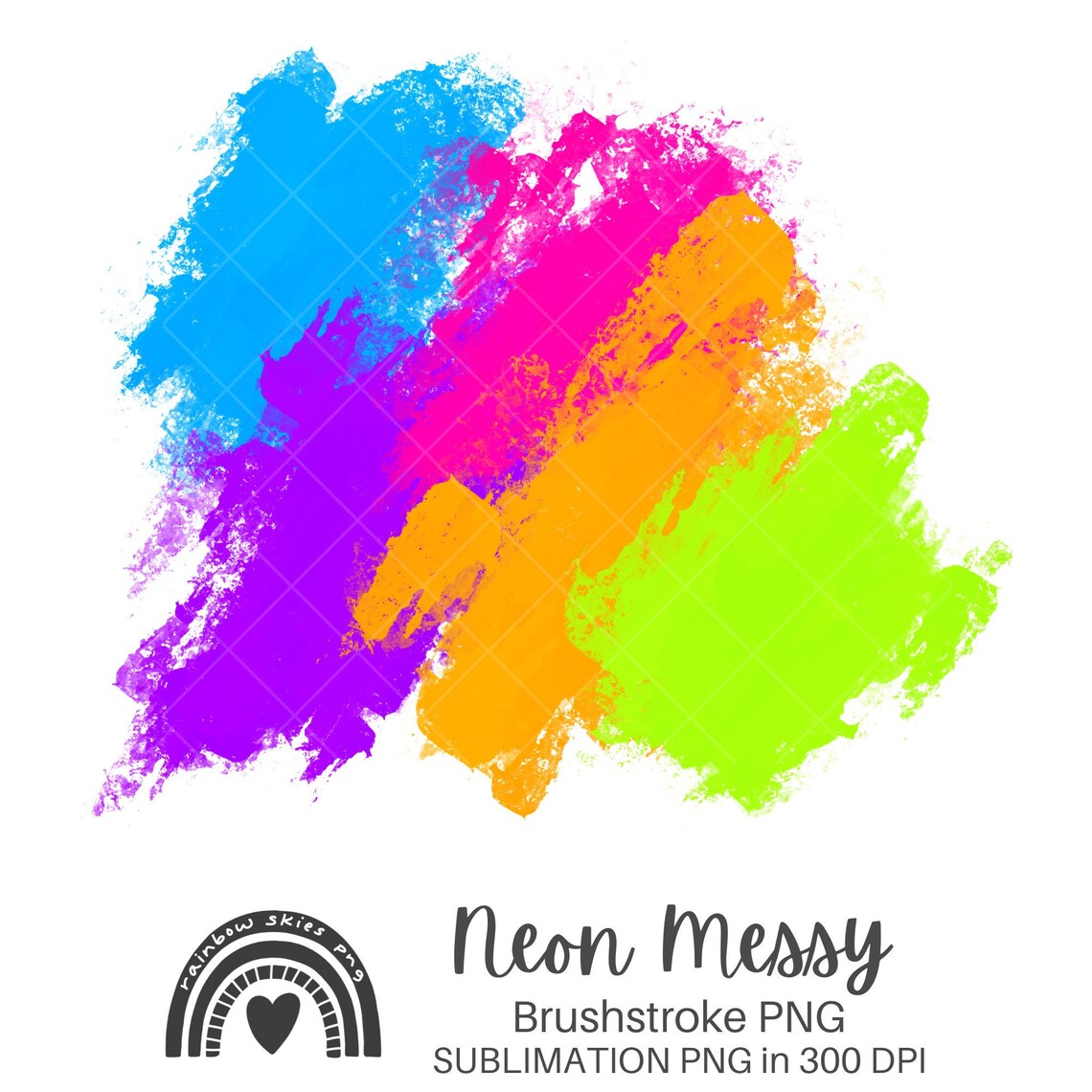 Neon Sublimation PNG Messy Brushstroke PNG Bright Colors - Etsy