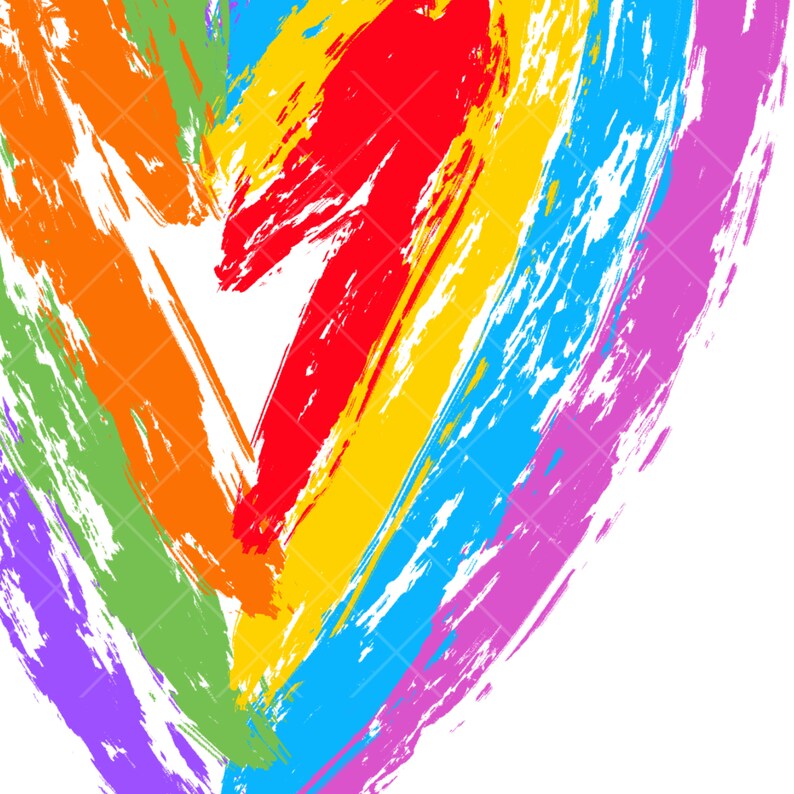 Rainbow Pride Heart Sublimation PNG | Brush Stroke Clip Art (digital ...
