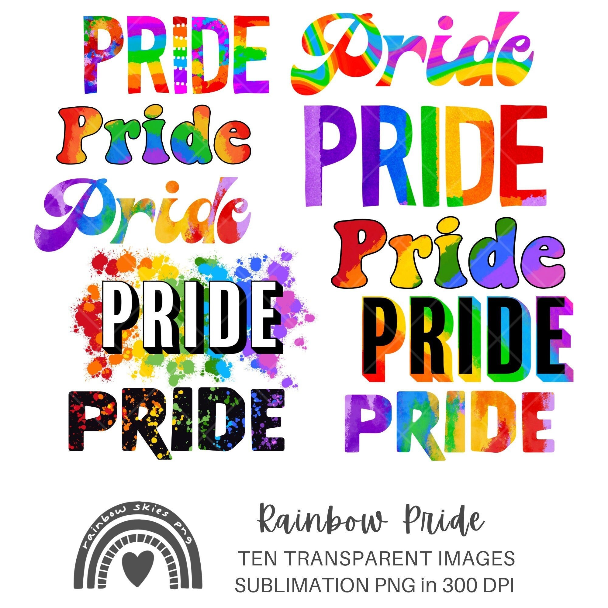 Rainbow Pride Sublimation PNG | Pride LGBTQ Clip Art | Pride Word Art ...