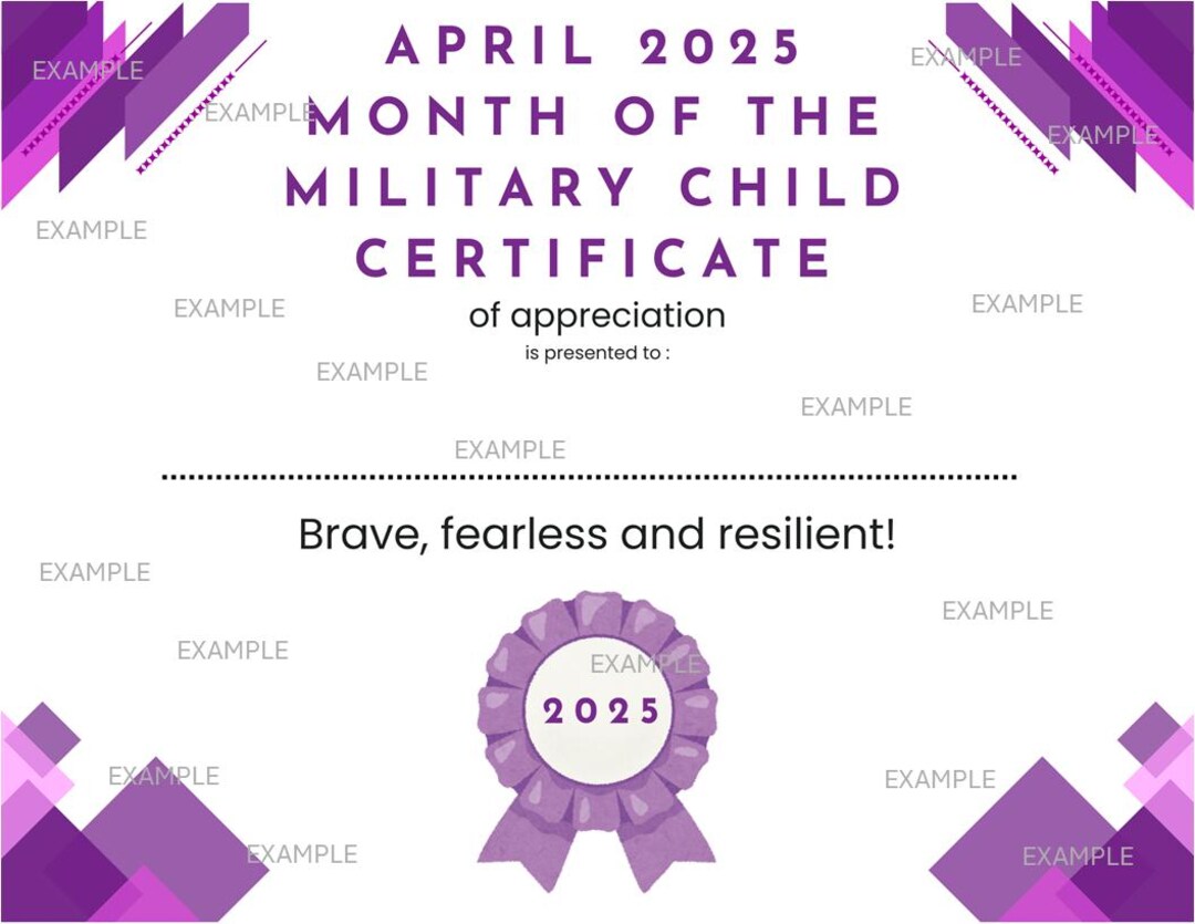 2025 Printable Month of the Military Child (MOMC) Certificate 11” X 8.5 ...