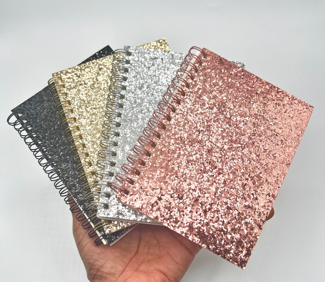 Sparkly Glitter Cover Spiral Notebook Journal, Shiny 4.25 in X 6 in (10 ...