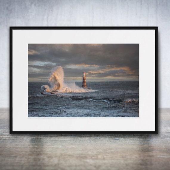 Waves Crashing Roker Pier Lighthouse Sunderland Fine Art | Etsy