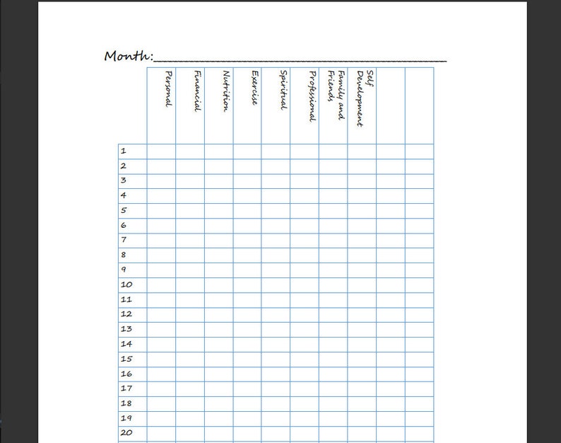 Monthly Development Tracker Template Etsy Monthly Development Tracker Template Etsy