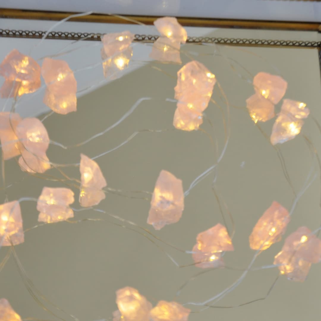 Rose Quartz Crystal Fairy Lights, 20 Gemstones, 2 Meter String - Etsy