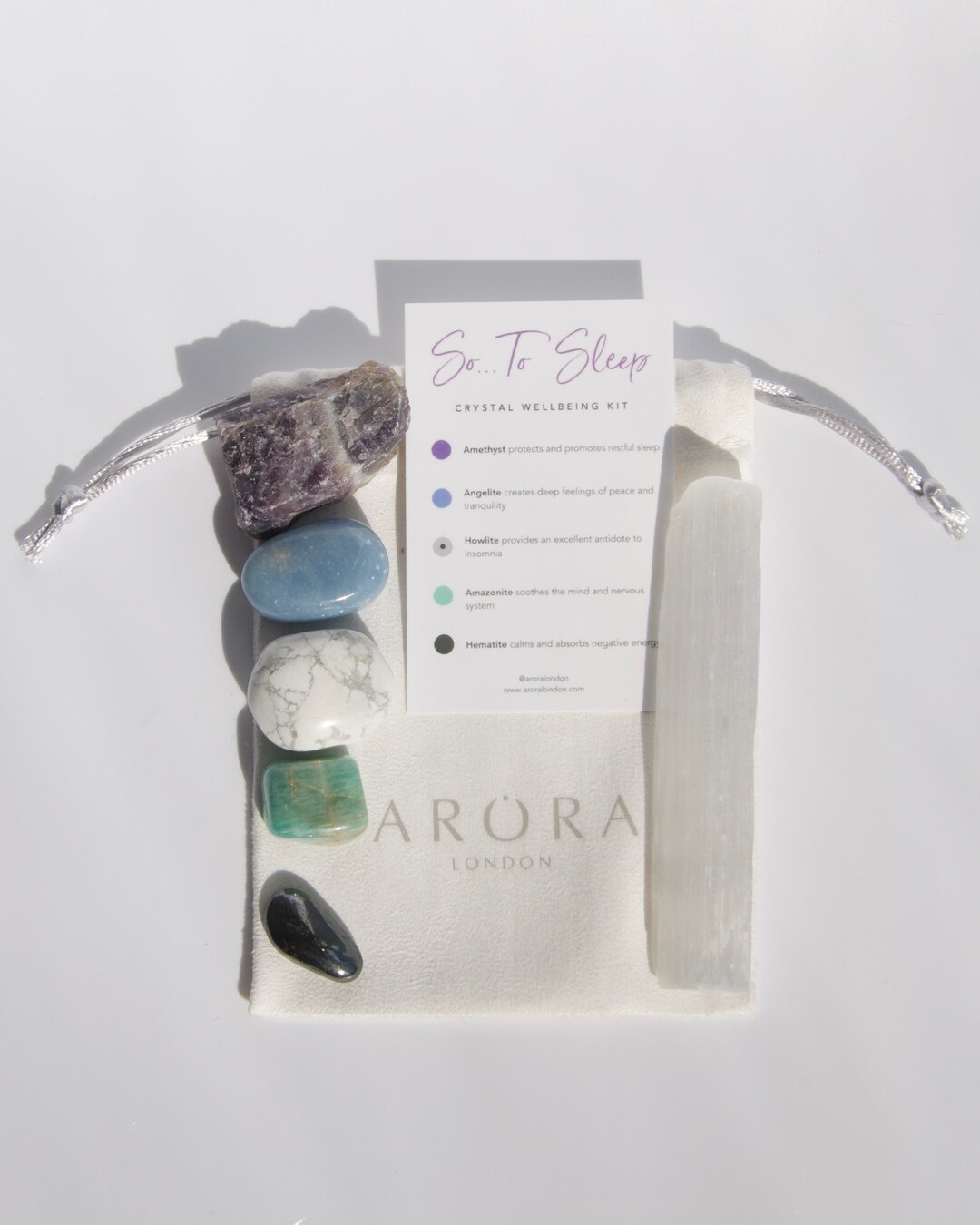 Sleep Crystal Kit: Amethyst, Angelite, Howlite, Amazonite, Hematite ...