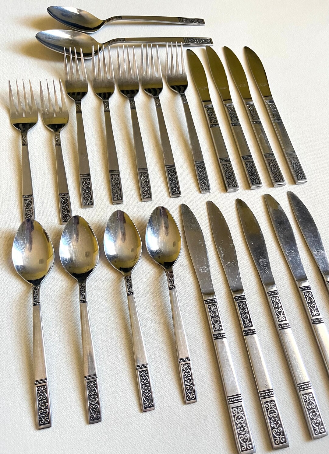 22 PC Nasco Stainless Steel Flatware - Etsy