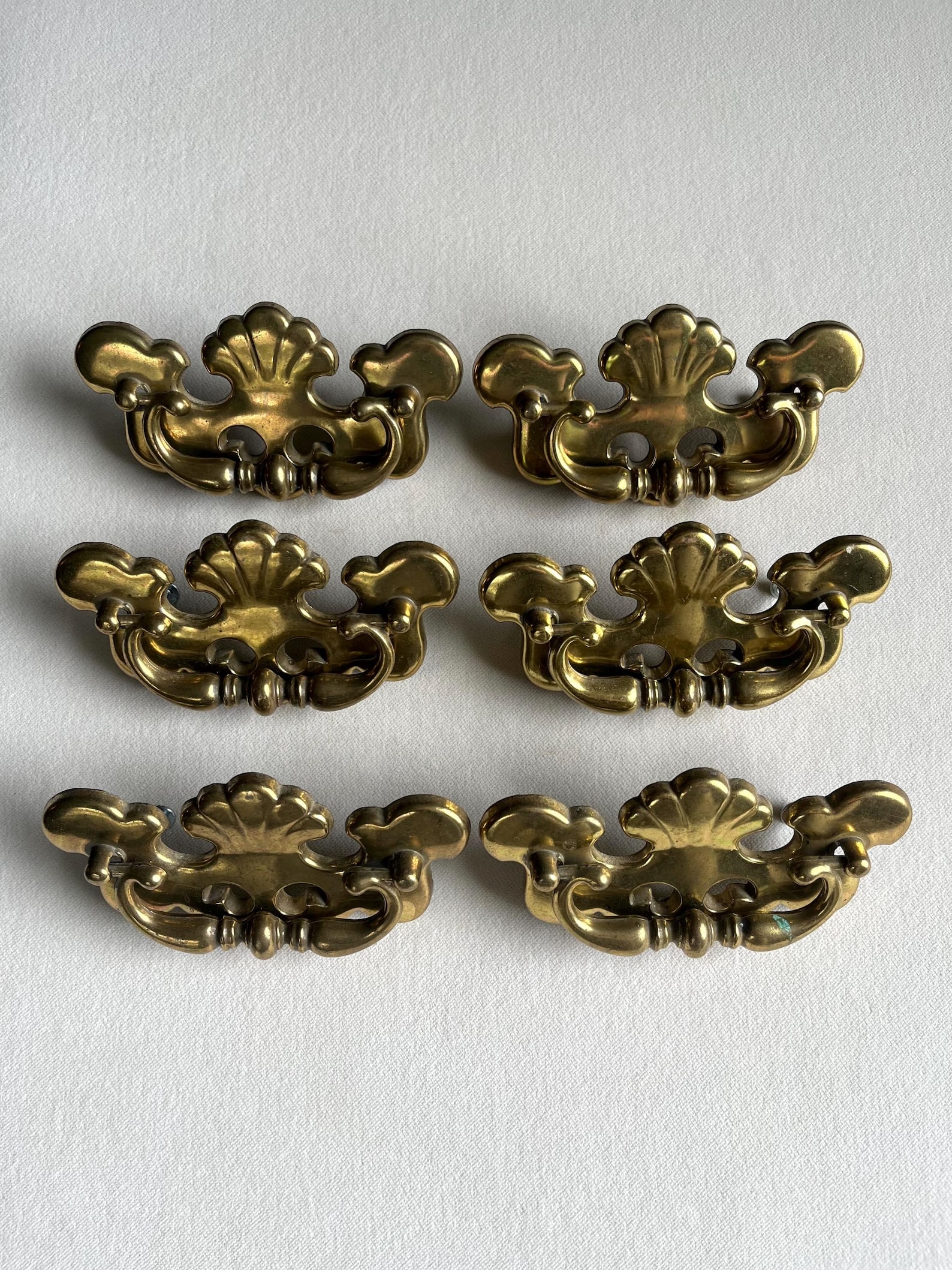 Lot of 6 Vintage Brass Plated Clam Shell Drawer Pulls - Etsy