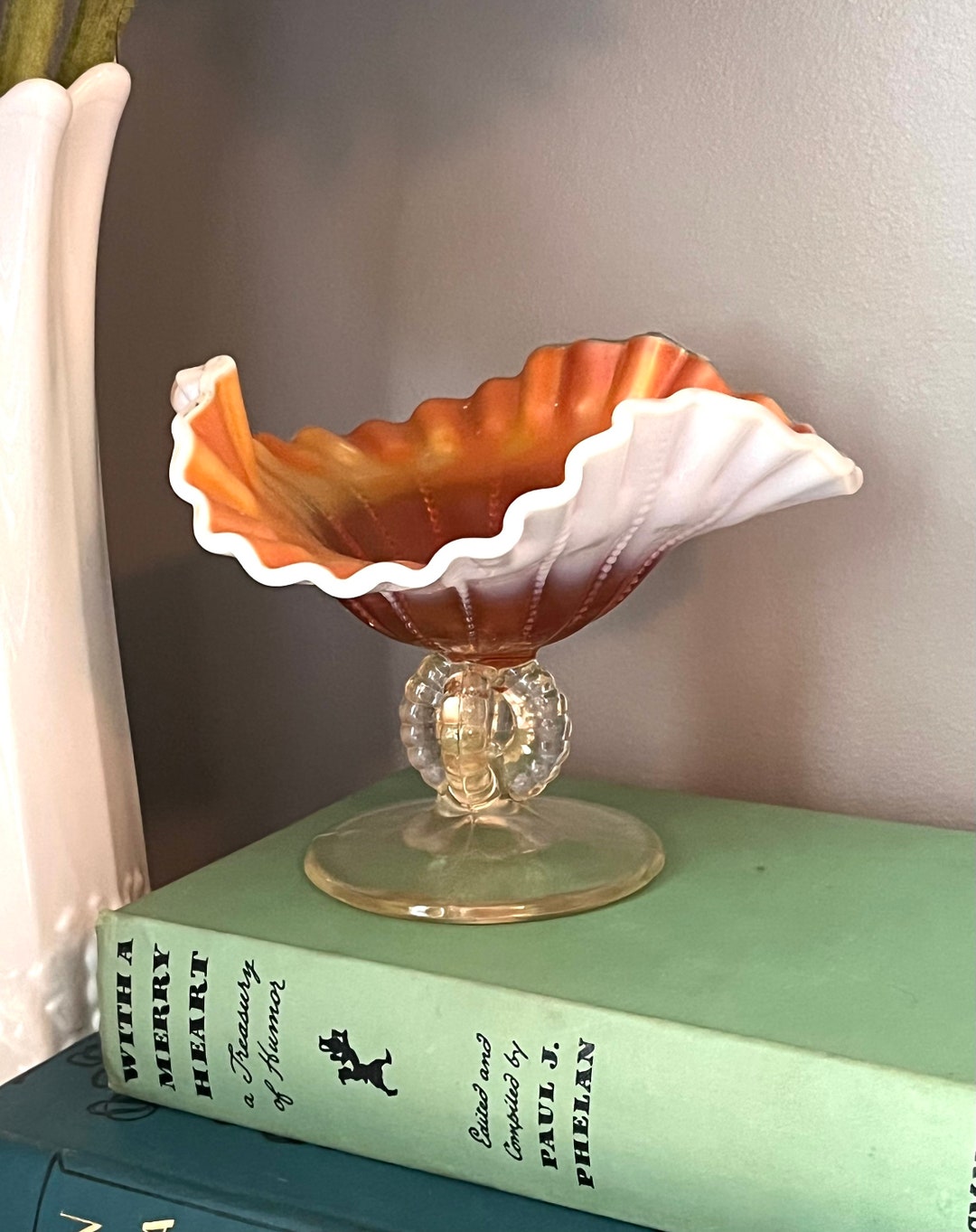 Antique Dugan Beaded Opalescent Marigold Compote - Etsy