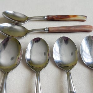 Vintage Japan MB Marbled Bakelite Handled Stainless Steel Spoons - Etsy