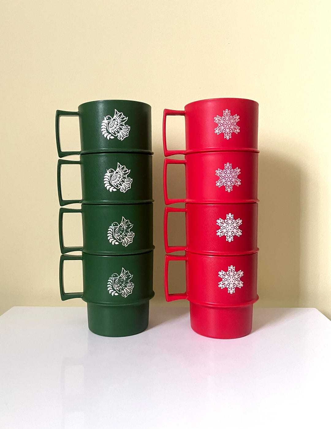 6 Vintage Tupperware Christmas Stackable Mugs - Etsy