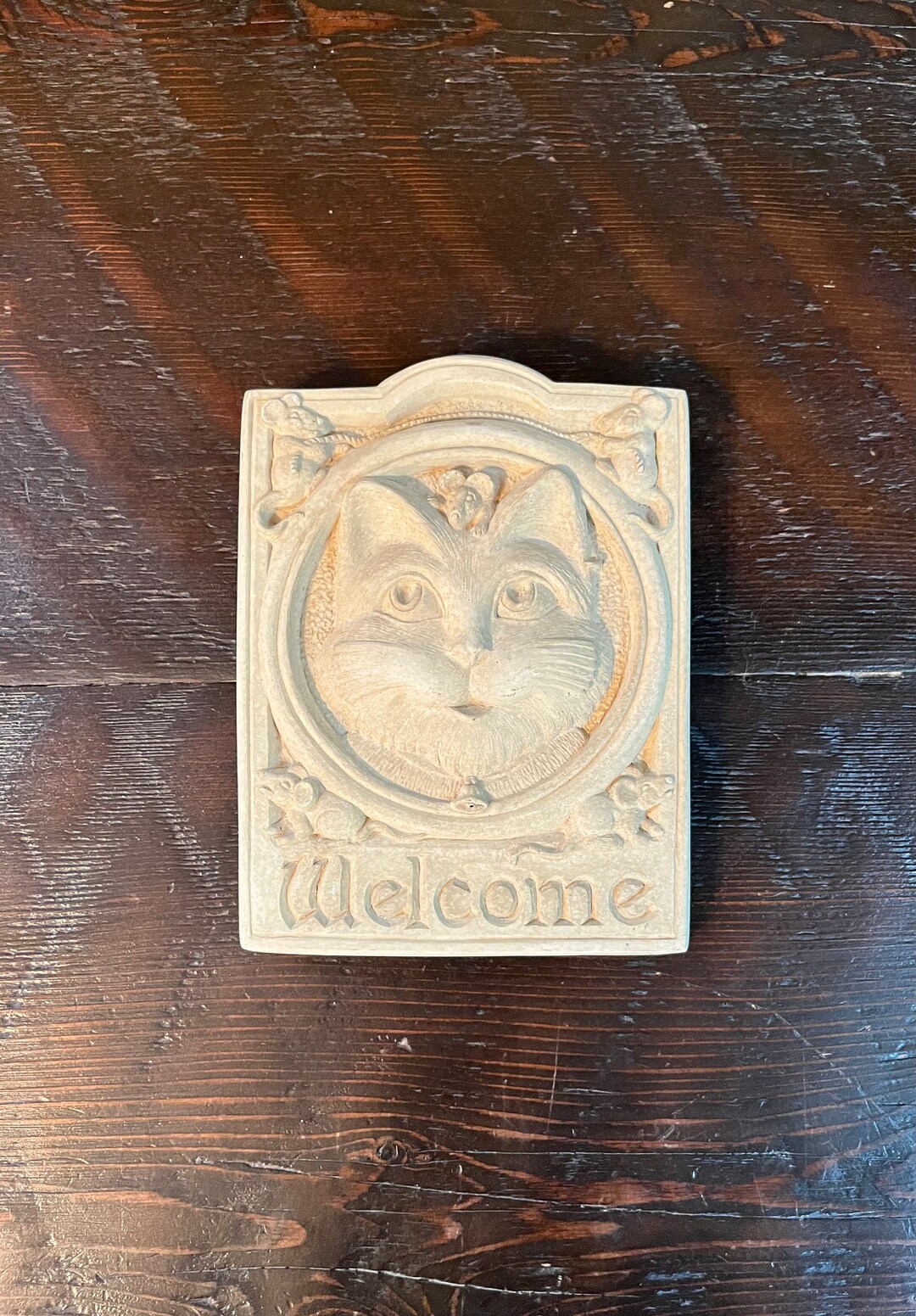 Vintage Carruth Welcome Cat Pottery Plaque - Etsy
