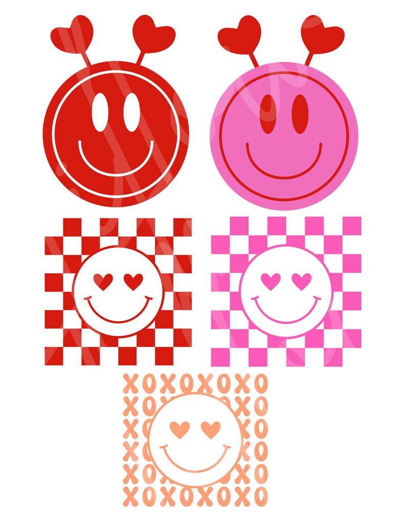 Valentine Smiley Face PNG Bundle - Etsy