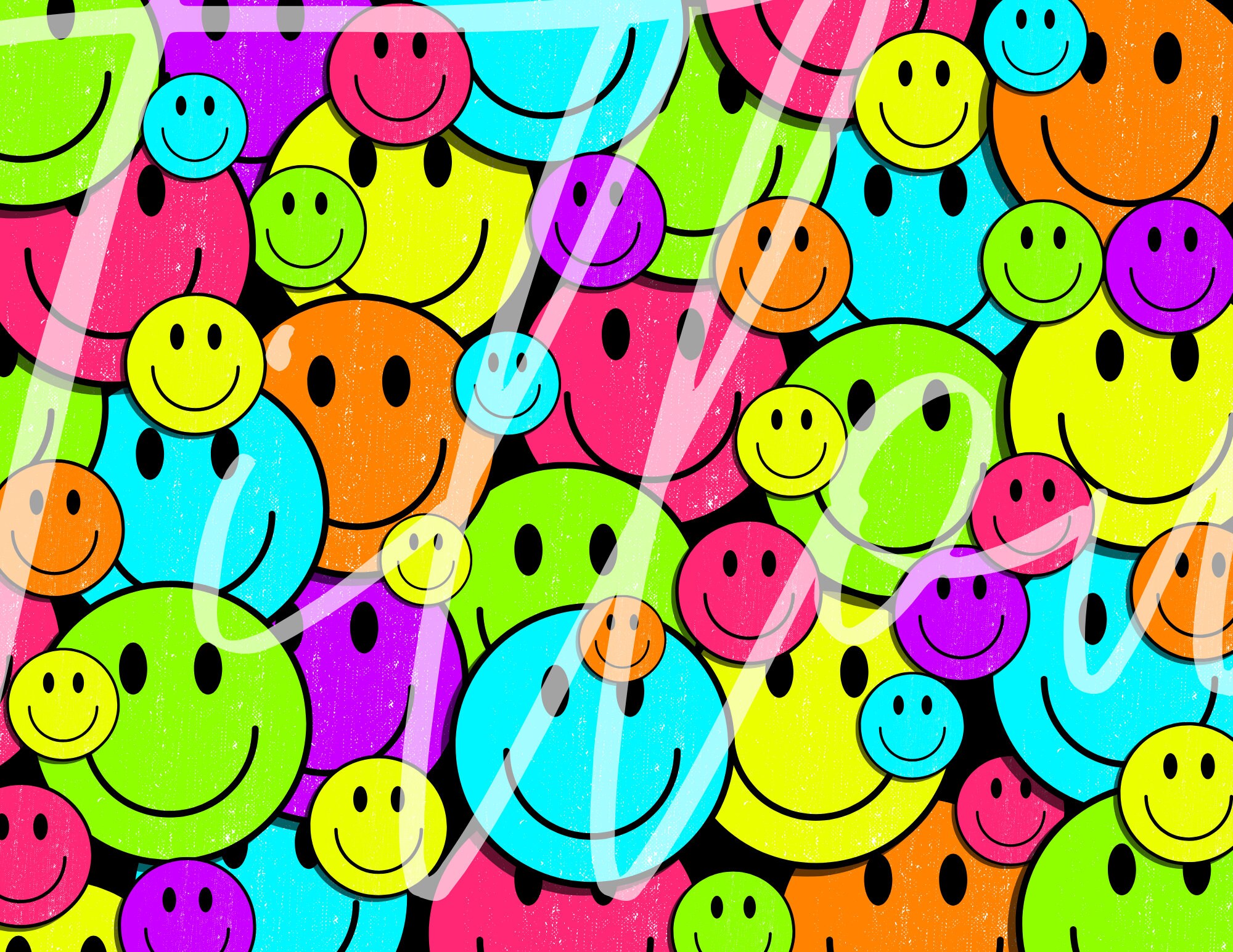 Neon Smiley Face Png - Etsy