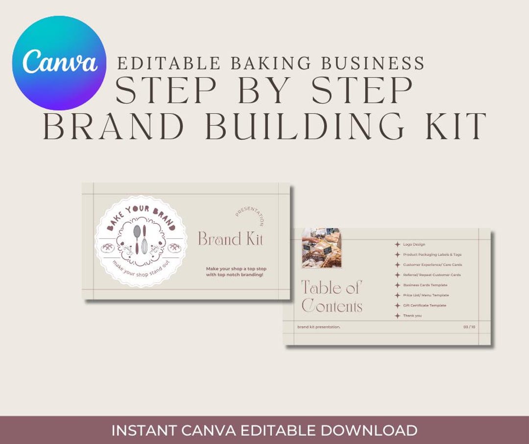 Baking Business Brand Kit: Logo, Packaging & Menu Templates (canva ...