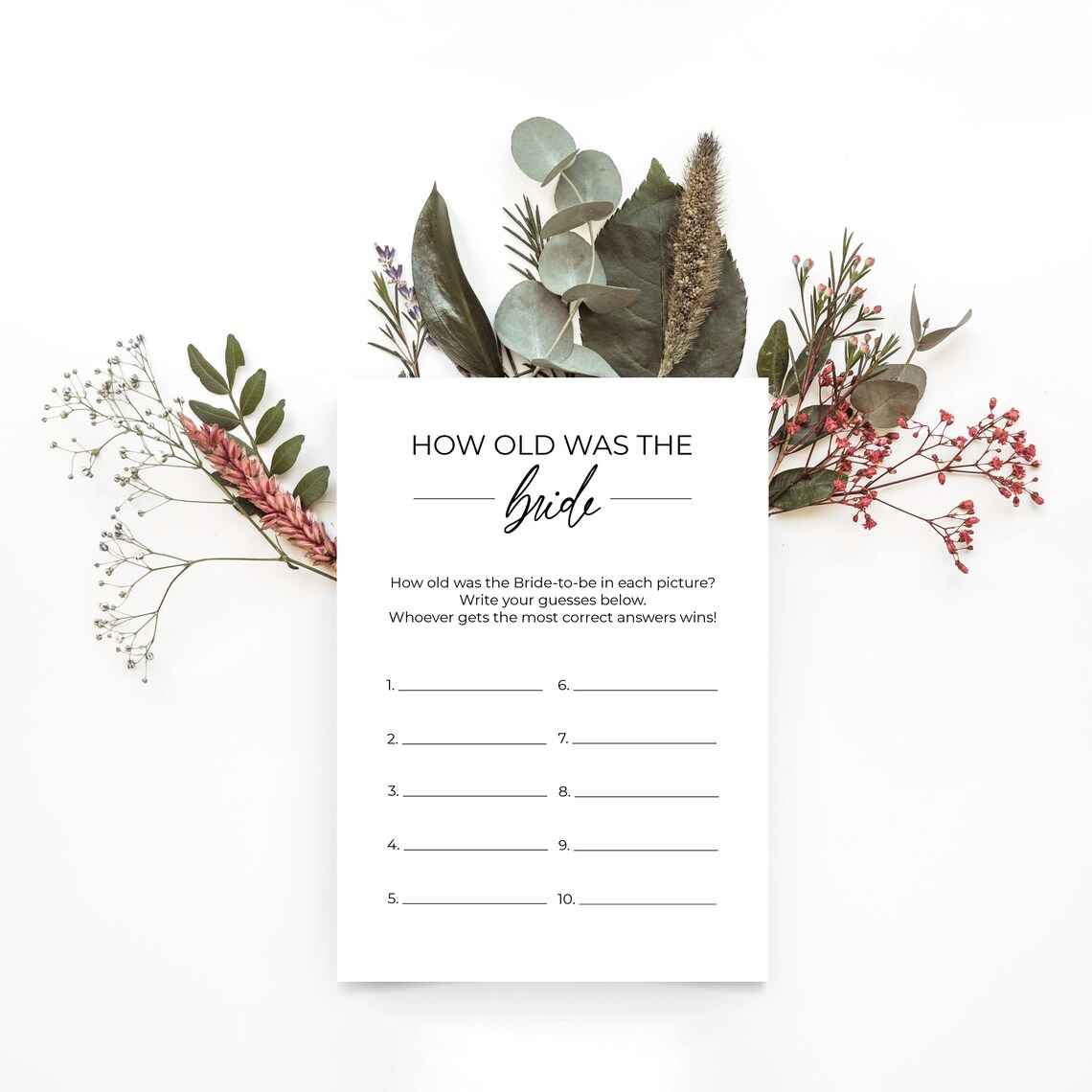 How Old Was the Bride, Bridal Shower Game, Wedding Shower Games, Bridal ...