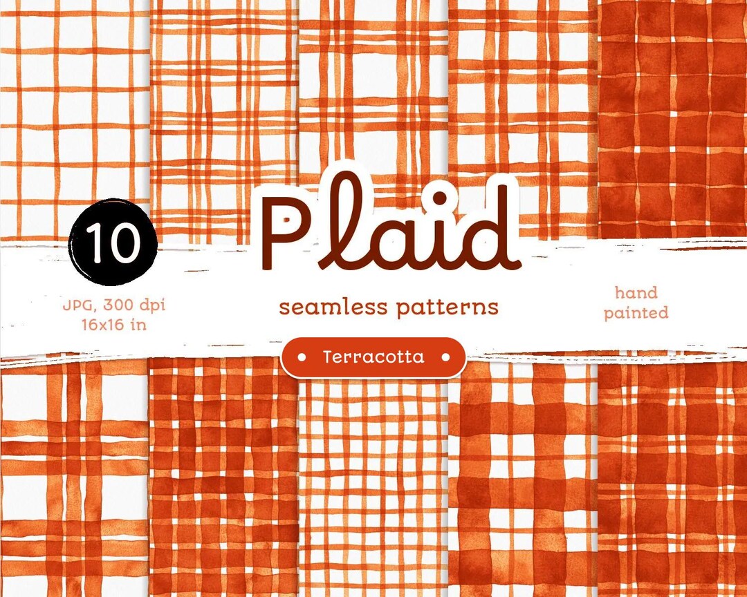 Terracotta Plaid - Pack of Digital Papers. Seamless Printable ...