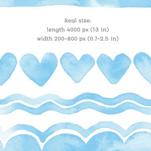 Baby Blue Border Pack. Set of 42 Seamless Minimalistic Hand-painted ...