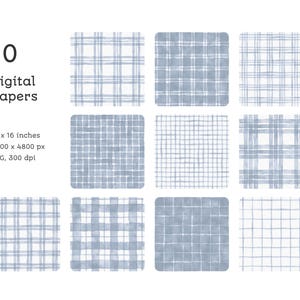 Silver Watercolor Plaid - Pack of Seamless Digital Papers. Printable ...